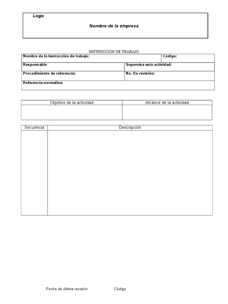 Formato de Instructivo de trabajo-1-ISO9001 | PDF