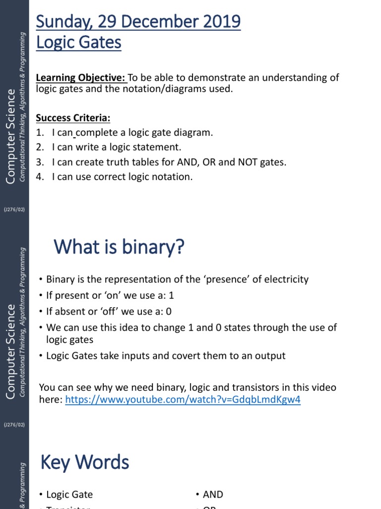 24 - Logic Gates and Truth Tables | PDF | Logic Gate | Bit