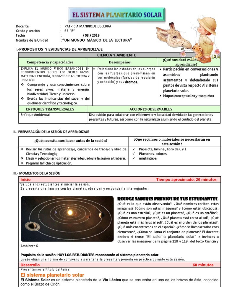 Sesión sobre el Sistema Planetario Solar | PDF | Planetas | Planemos