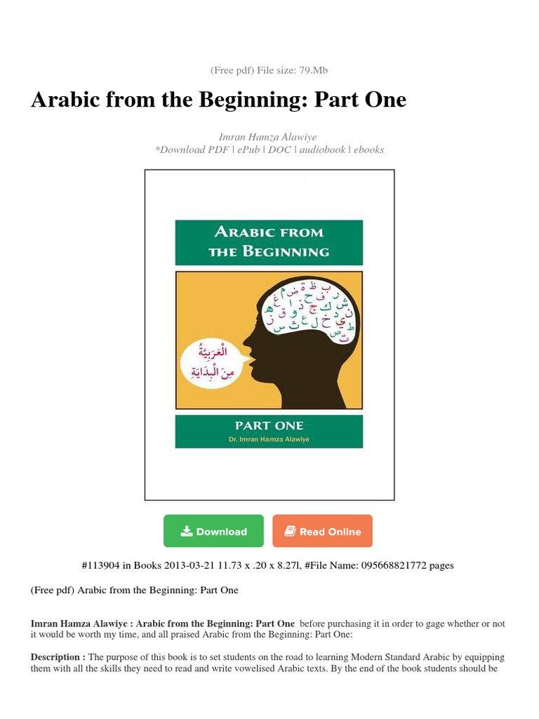 Arabic From The Beginning Part One PDF 39119a79e | PDF | Arabic | Human ...