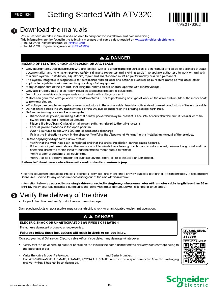 ATV320 Getting Started EN NVE21763 02 | PDF | Electric Motor | Mains ...