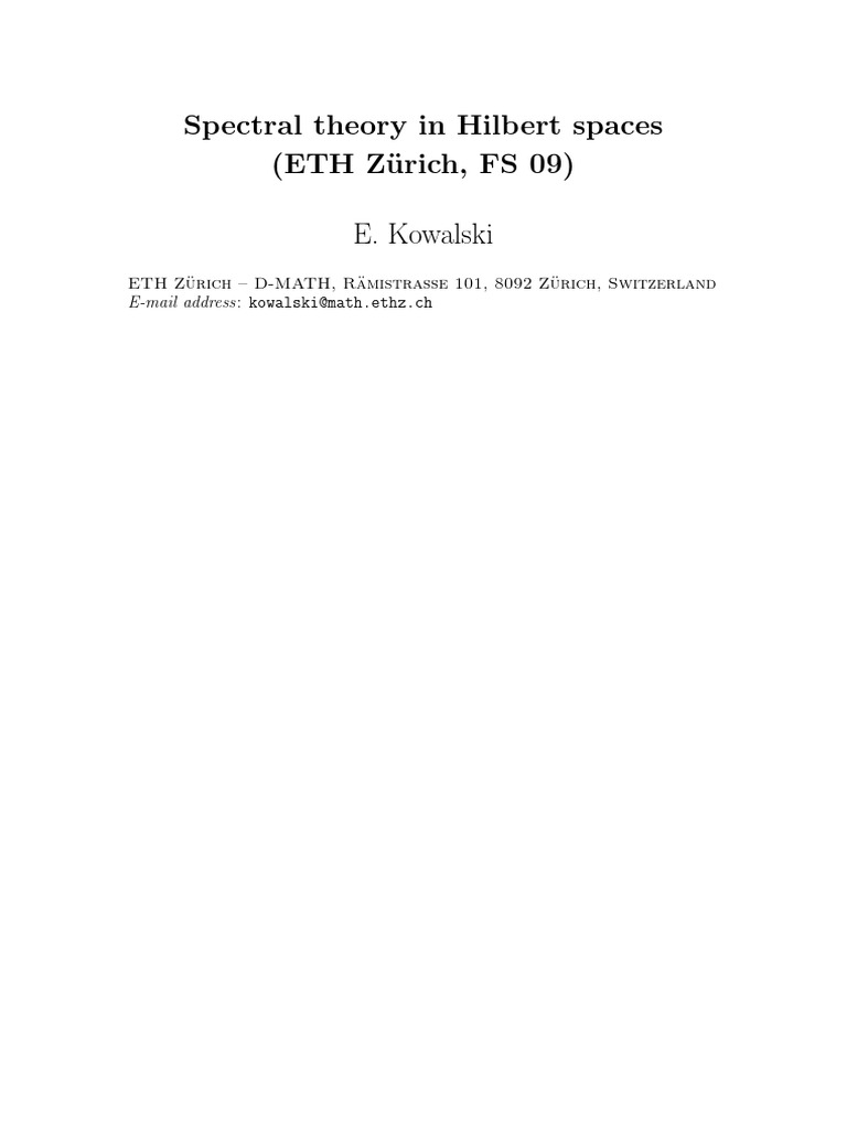 Spectral Theory PDF | PDF | Hilbert Space | Spectral Theory