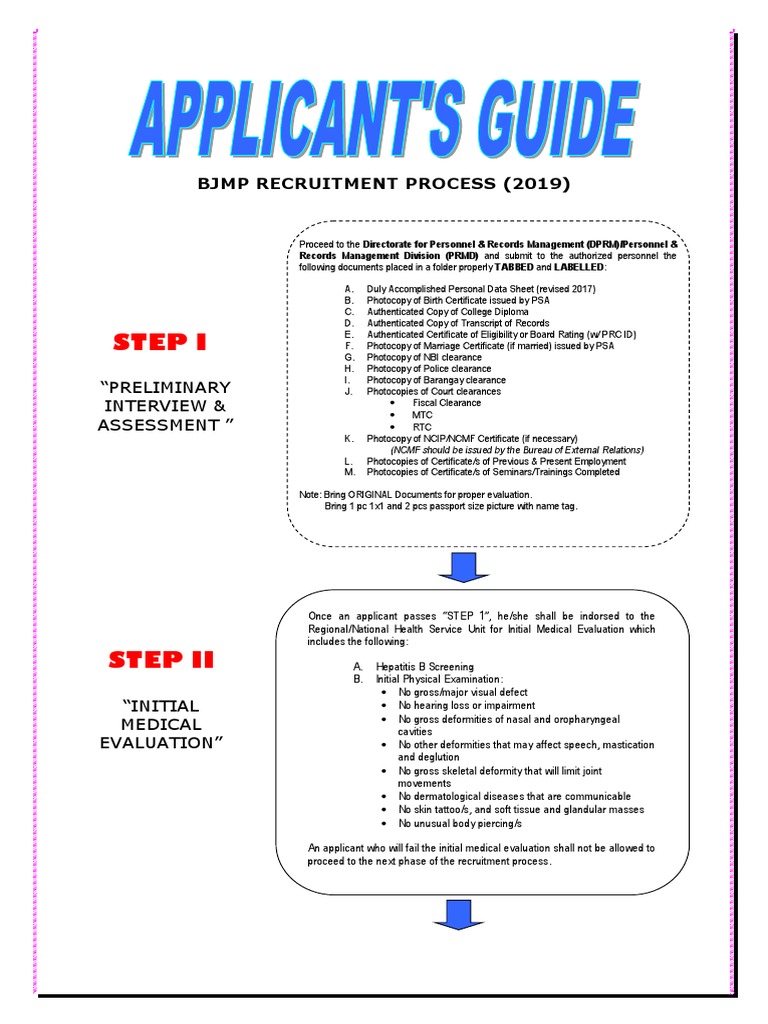 BJMP RECRUITMENT PROCESS Flowchart 2019 PDF | PDF | Identity Document ...