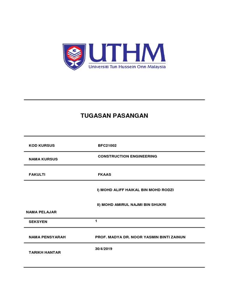 UTHM Assignment Cover Page Template | PDF | Art