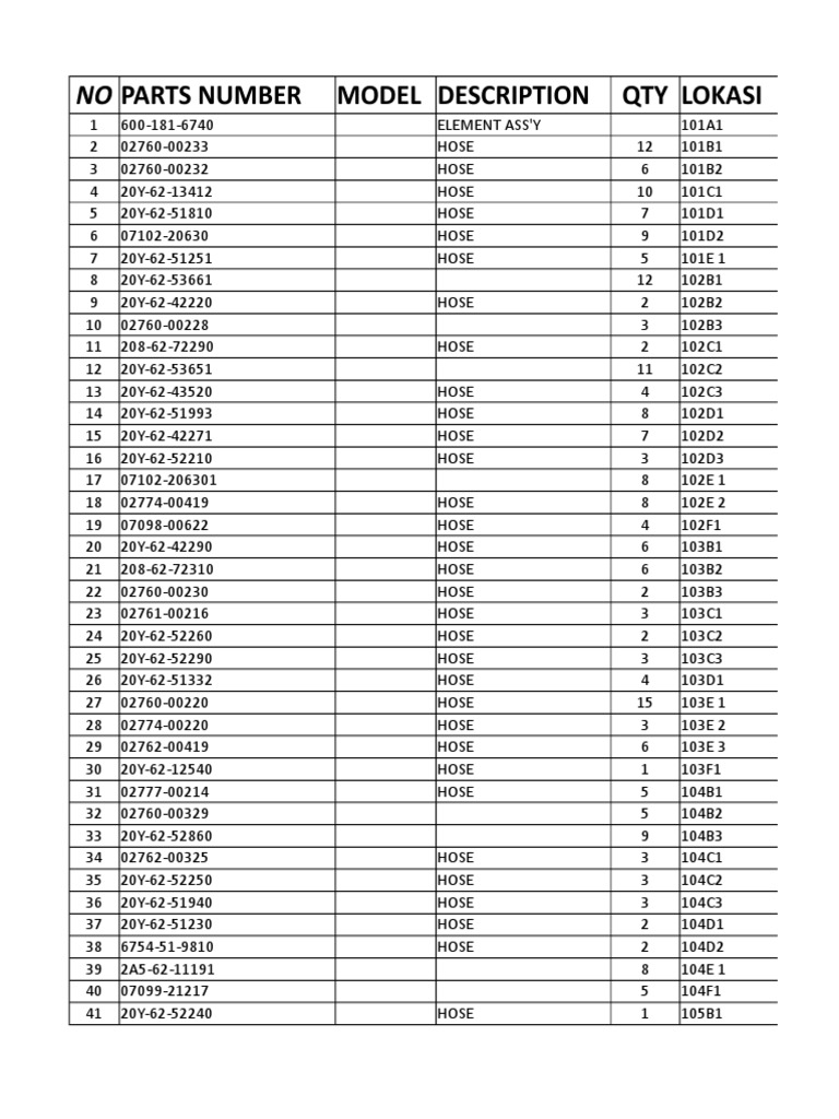 Parts Nuber | PDF | Nut (Hardware) | Washer (Hardware)