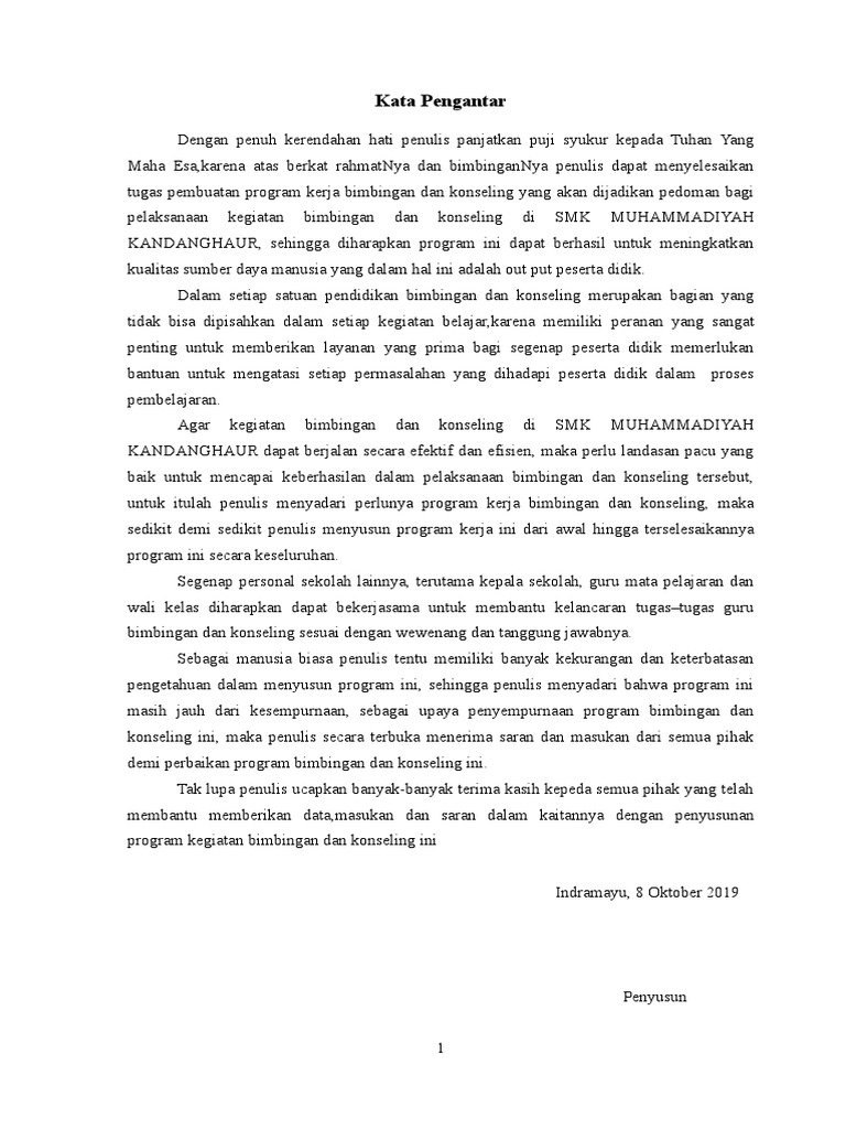 Program Kerja BK SMK Muhamadiyah | PDF