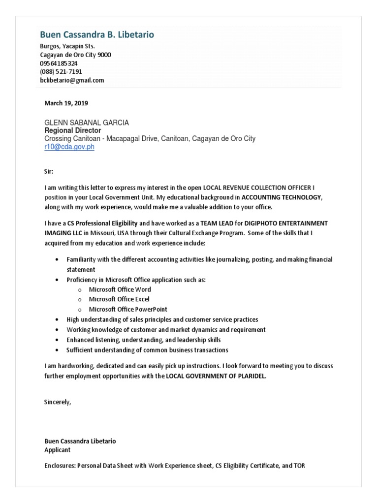 Application Letter - LGU | PDF | Business