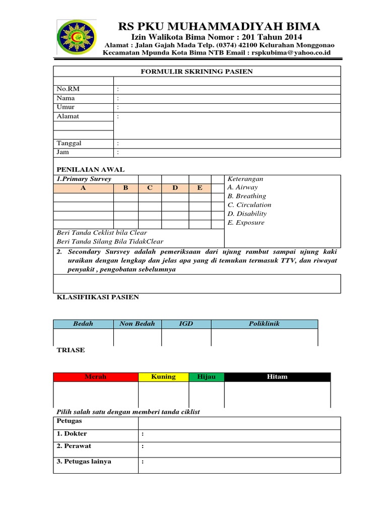 Formulir Skrining Pasien | PDF