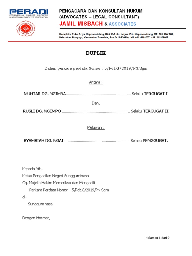 Surat Duplik (Holzer) | PDF