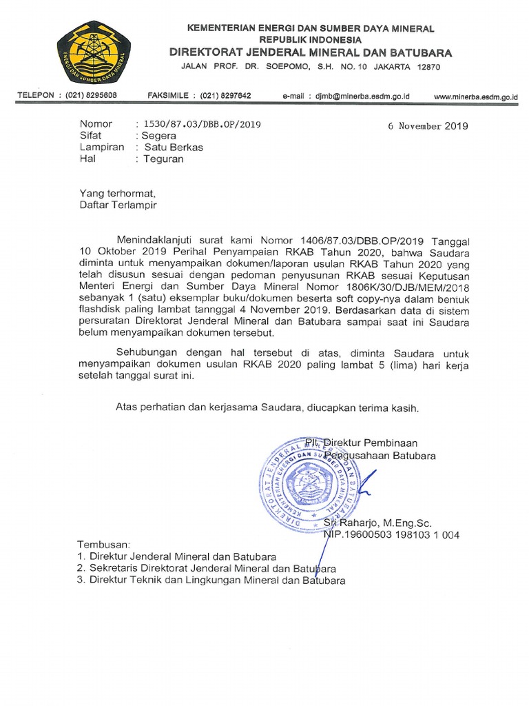 Teguran RKAB 2020 Terbaru | PDF