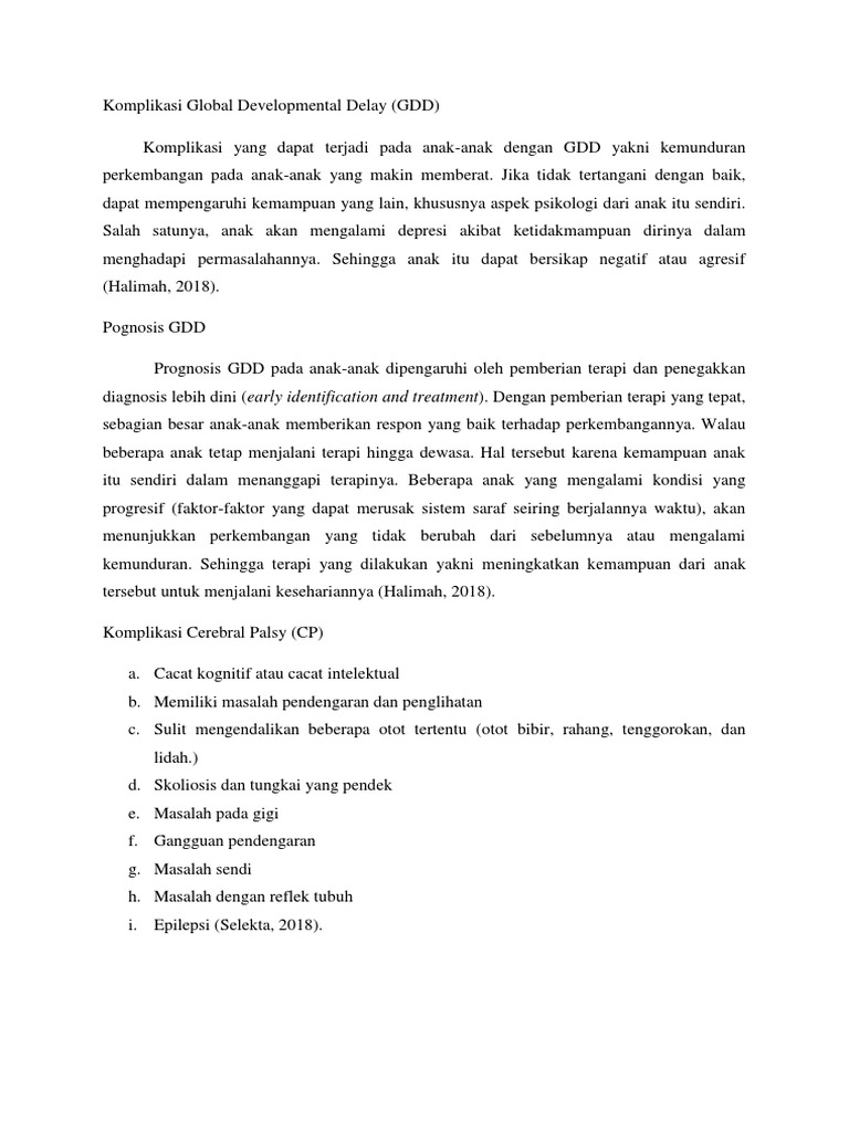 Komplikasi Global Developmental Delay | PDF