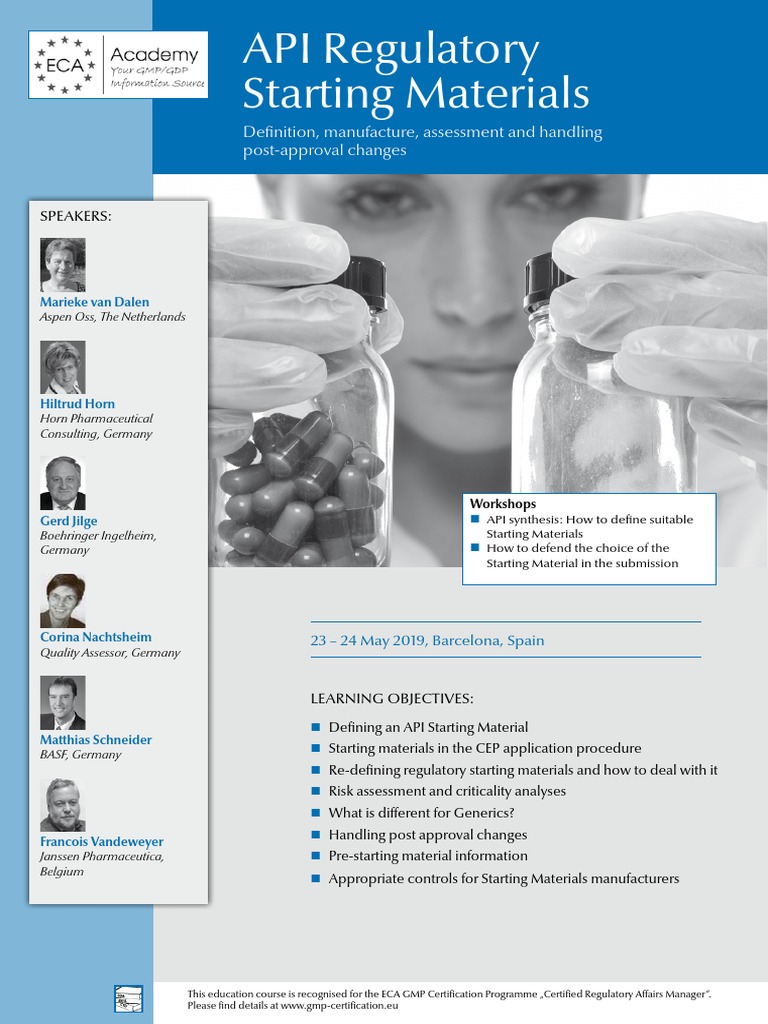 API Regulatory Starting Materials Course | PDF | Receipt | Business