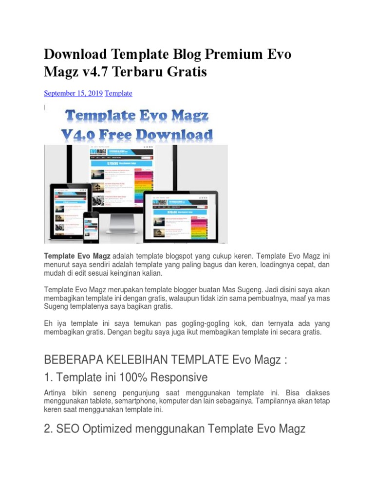 Template Blog Premium Evo Magz v4 | PDF