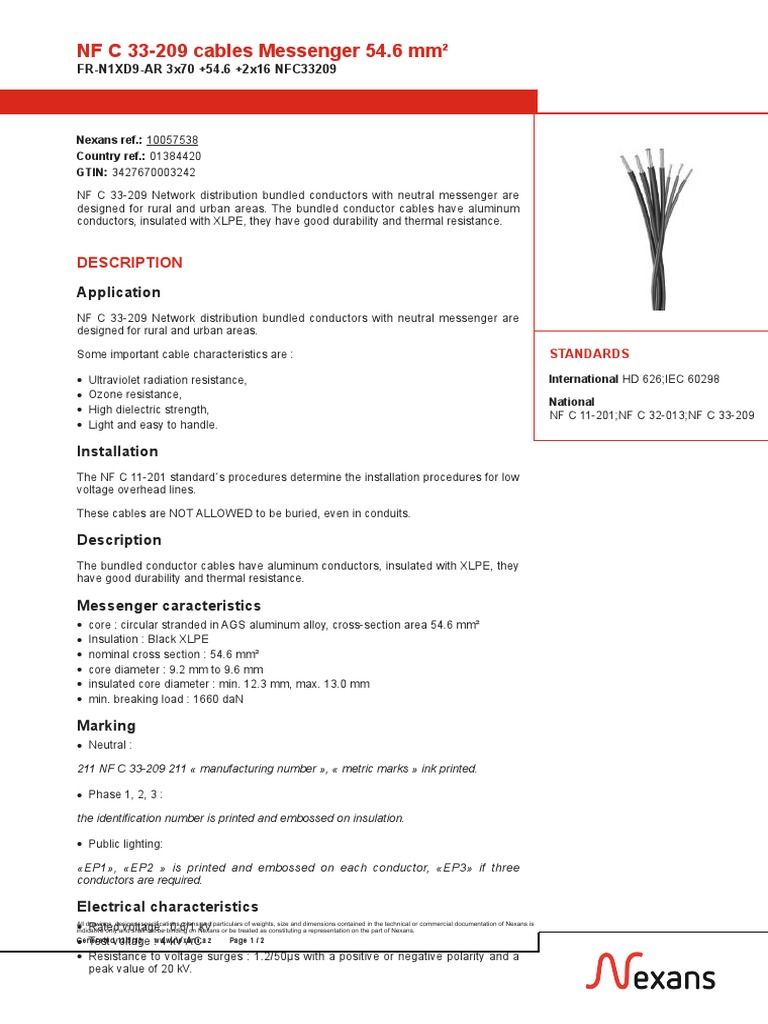 NFC 33-209 | PDF | Insulator (Electricity) | Force