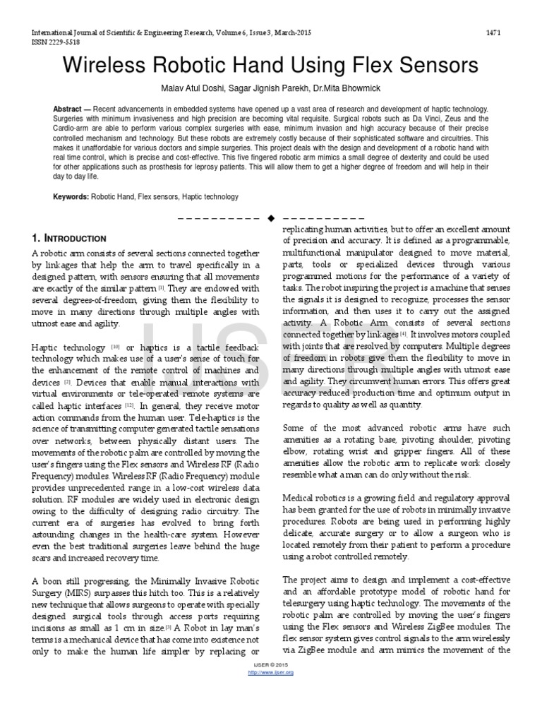 Wireless Robotic Hand Using Flex Sensors PDF | PDF | Electrical Engineering