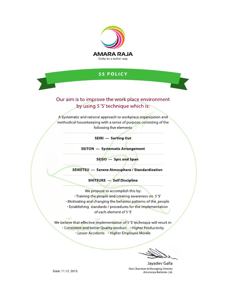 5s Policy Certificate PDF | PDF