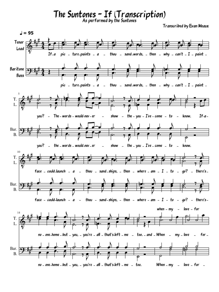 The Suntones - If (Transcription) PDF | PDF | Vocal Music | Singing