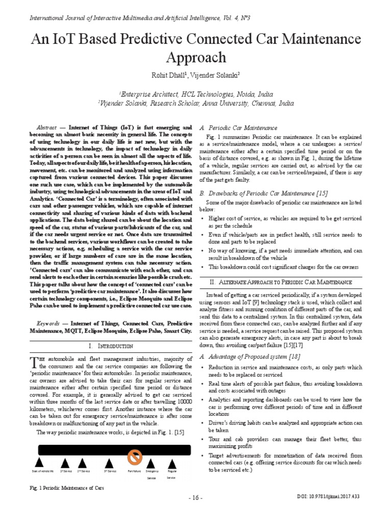 An IoT Based Predictive Connected Car Maintenance PDF | PDF | Internet ...