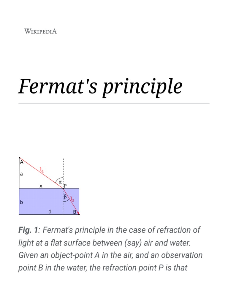 Understanding Fermat's Principle | PDF | Applied And Interdisciplinary ...