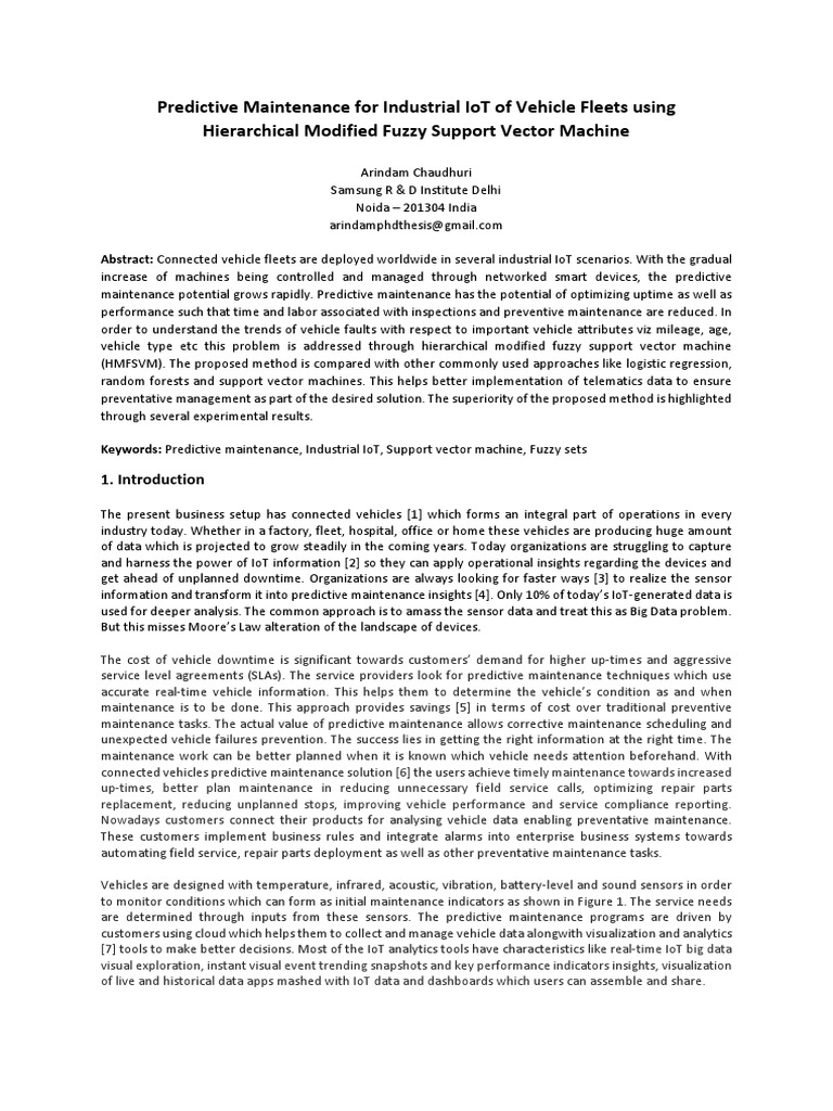 Predictive Maintenance For Industrial IoT of Vehicle PDF | PDF ...