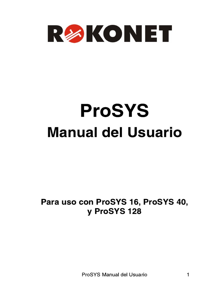 ProSYS Manual Rokonet prroSYS 16, 40 PDF | PDF | Teclado | Hardware de la computadora