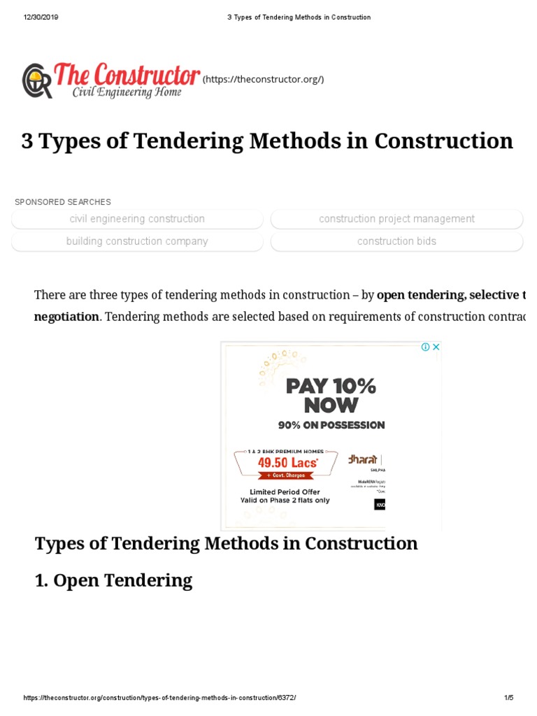 3 Types of Tendering Methods in Construction PDF | PDF | Economies ...