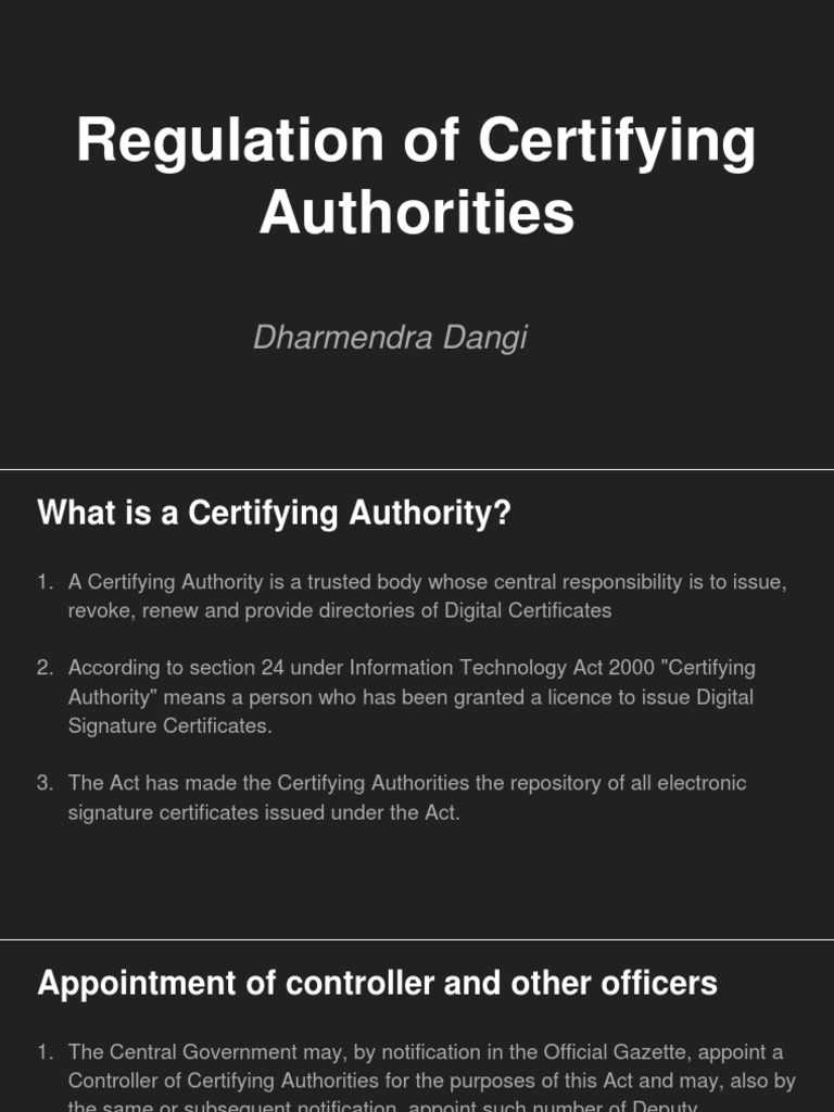 Certifying Authorities Under IT Act 2000 | PDF | Public Key Certificate ...