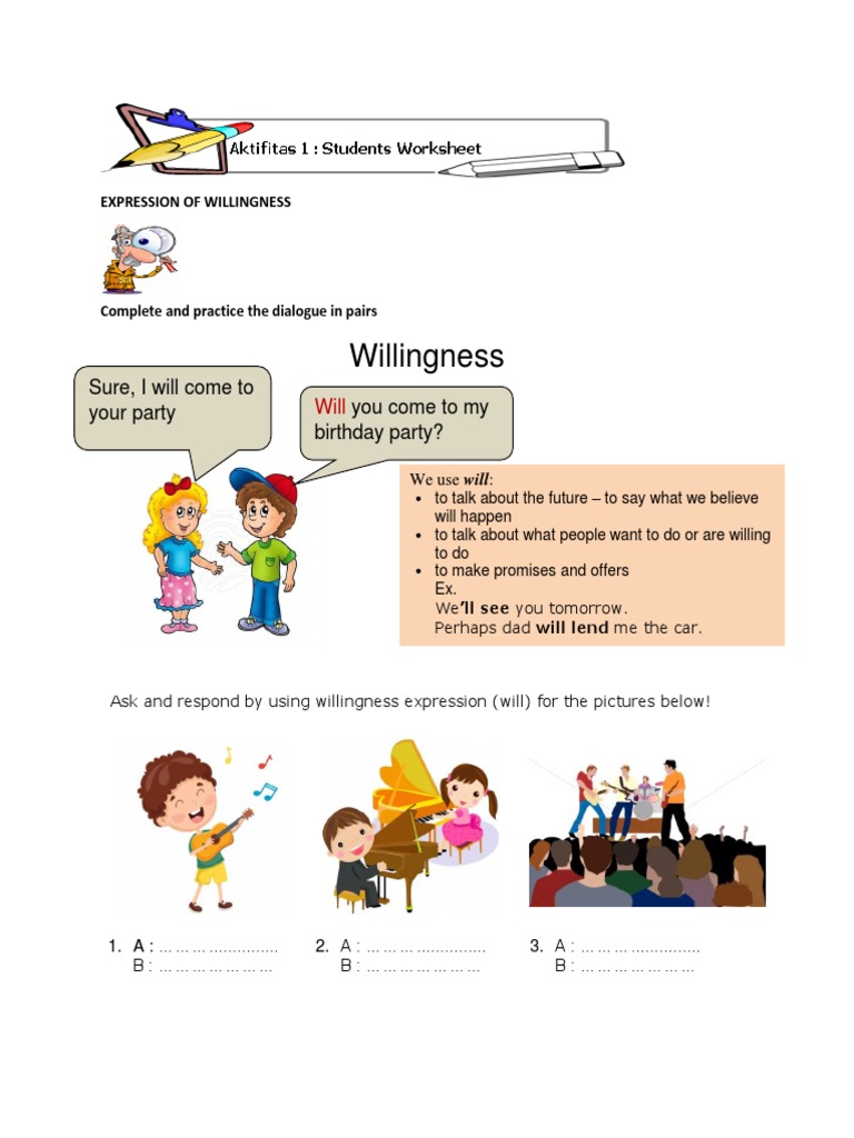 Dialogues on Willingness Expressions | PDF | Language Arts & Discipline