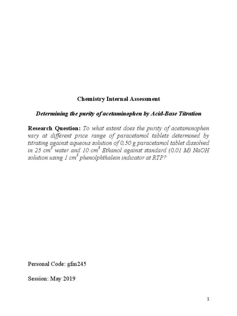 Chemistry Ia Sample | PDF | Titration | Chemistry