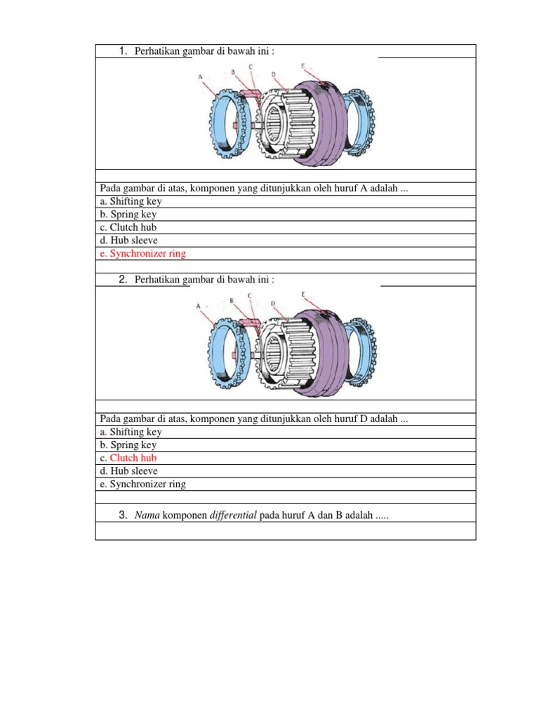 Soal PG Sagan Ke XLS Ujian Ulum Beesmart KLS Xi Engine & Chasis | PDF ...