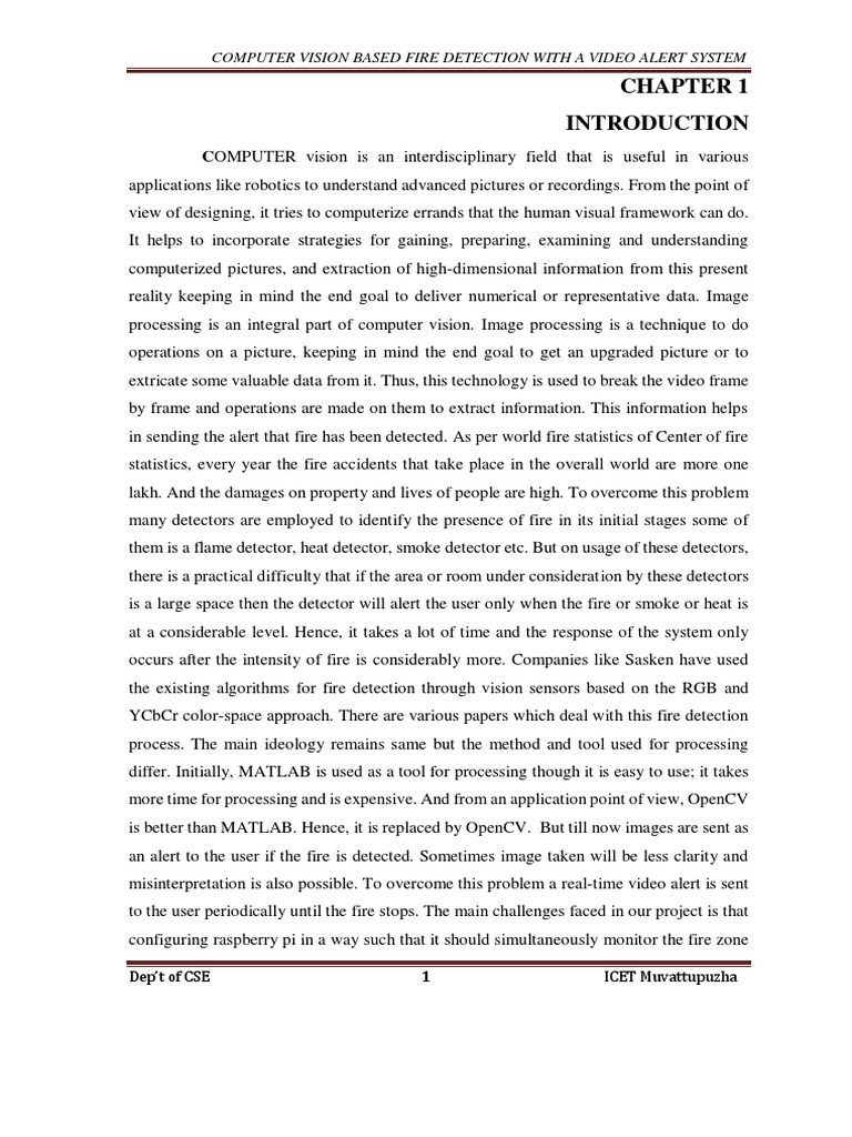 Computer Vision Based Fire Detection With A Video Alert System | PDF ...