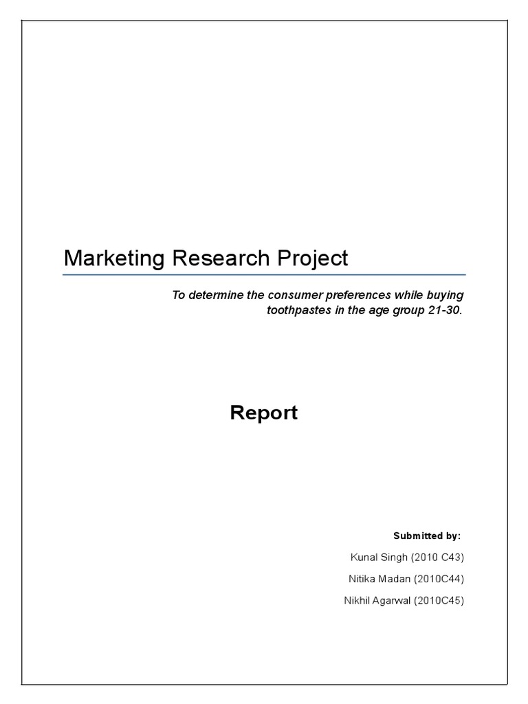 BRM - Marketing Research Project Toothpaste | PDF | Sampling ...