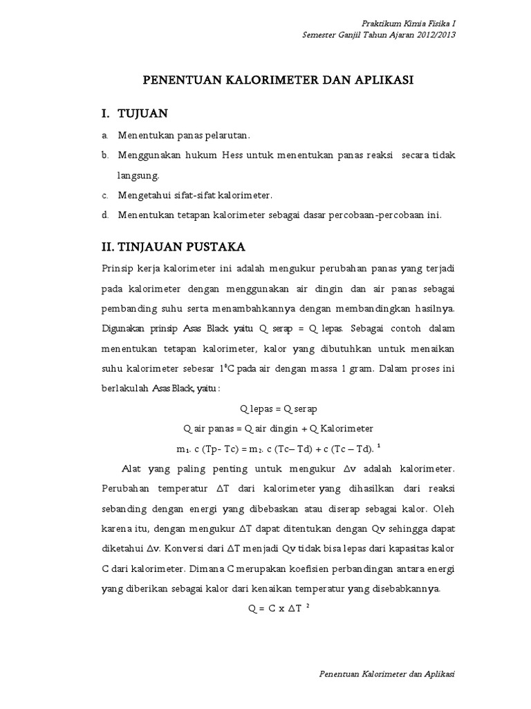 PENENTUAN KALORIMETER DAN APLIKASI (Punya Adi) | PDF