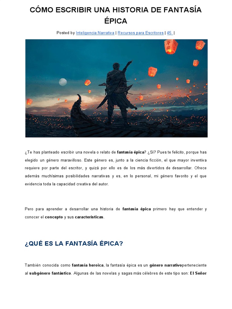 Como Escribir Una Historia de Fantasía Épica. | PDF | Fantasía