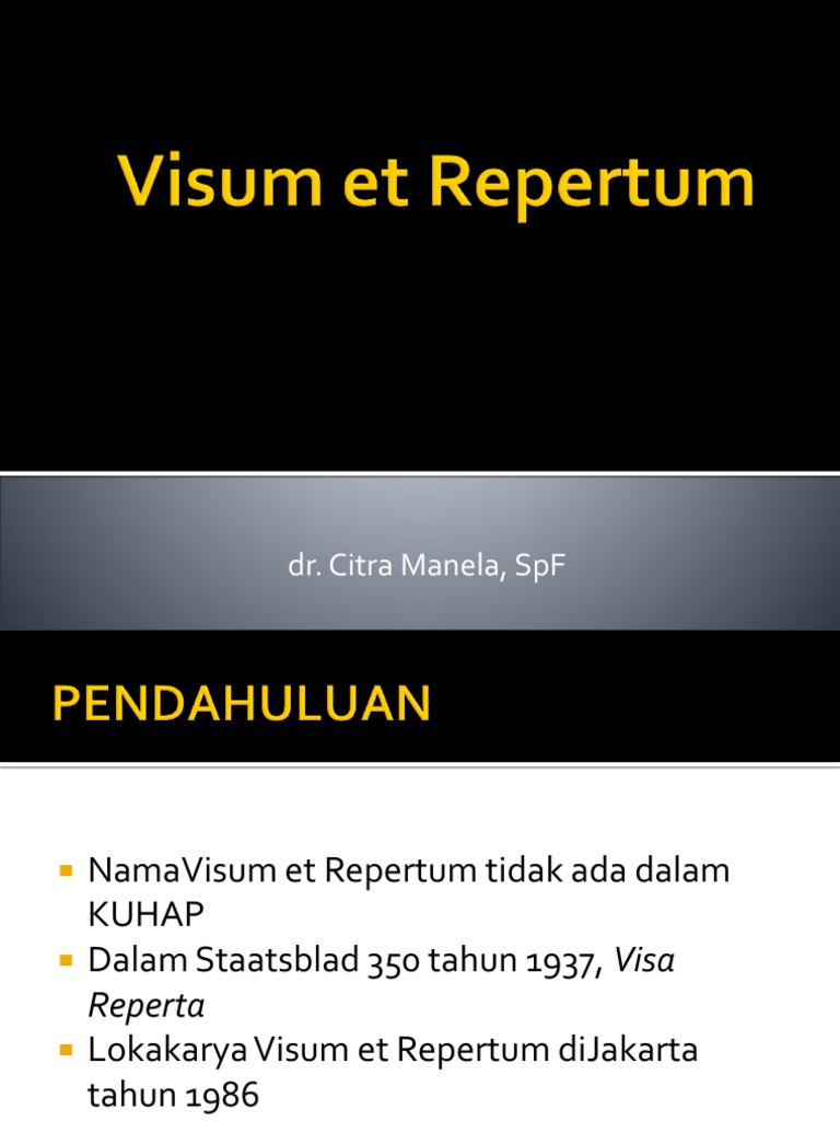 Contoh Visum Et Repertum Penganiayaan | PDF