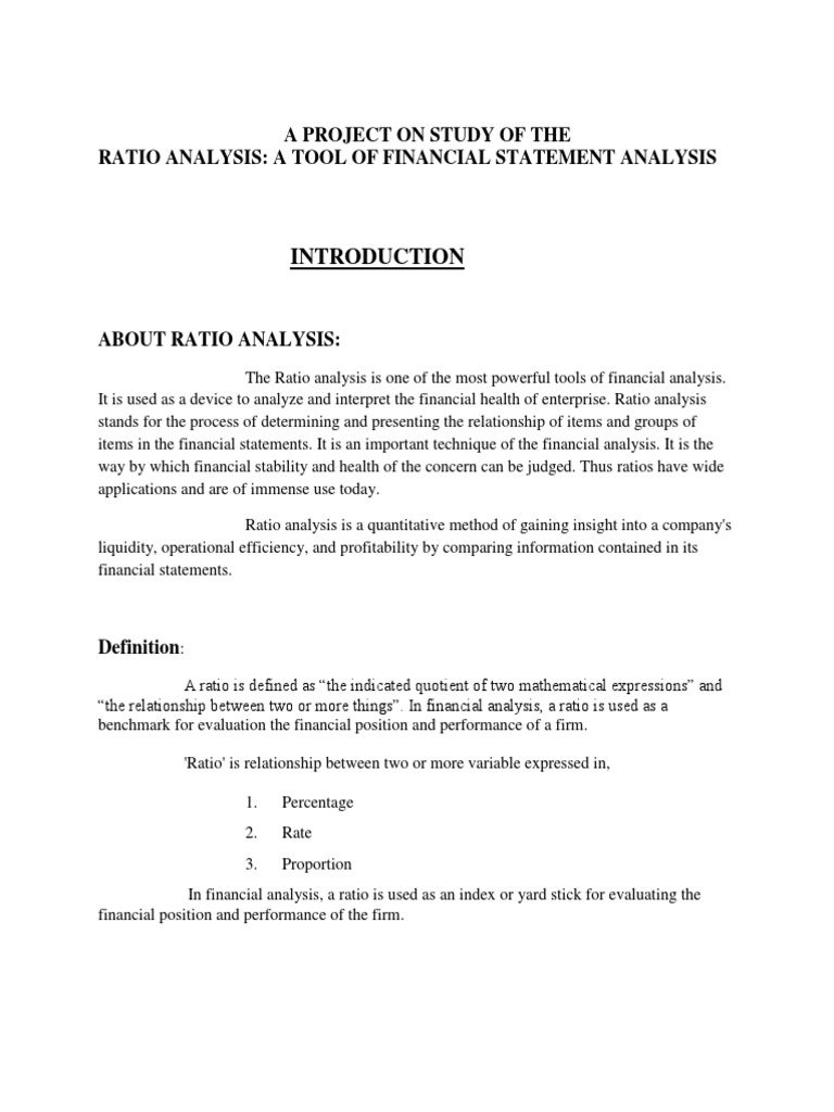 RATIO ANALYSIS Project | PDF | Ratio | Data