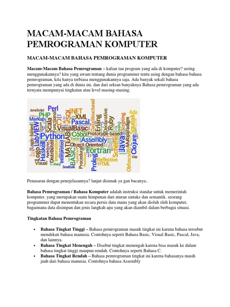 Macam Macam Bahasa Pemrograman | PDF