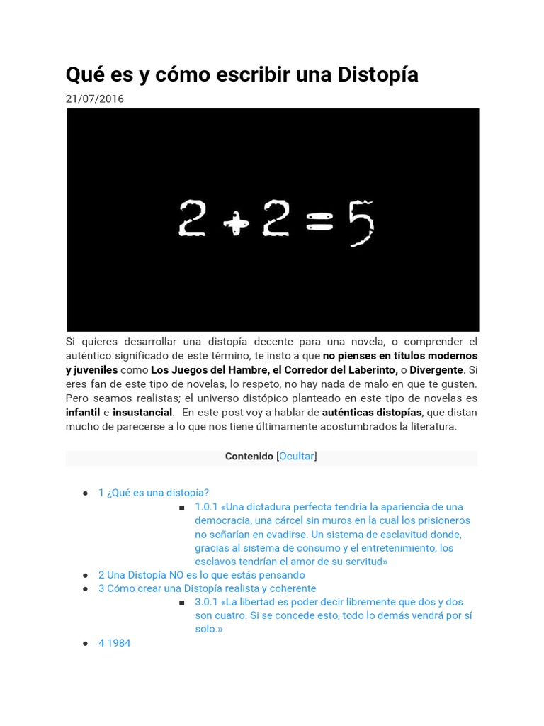 Qué Es y Cómo Escribir Una Distopía. | PDF | Distopía