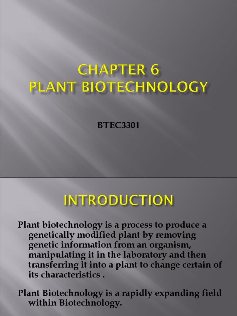 Introduction to Plant Biotechnology | PDF | Plant Breeding | Plasmid