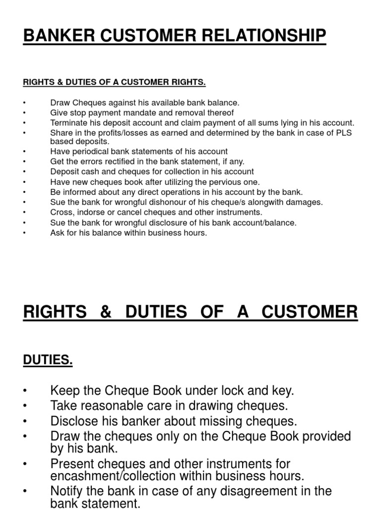 Banker Customer Relationship | PDF | Cheque | Deposit Account