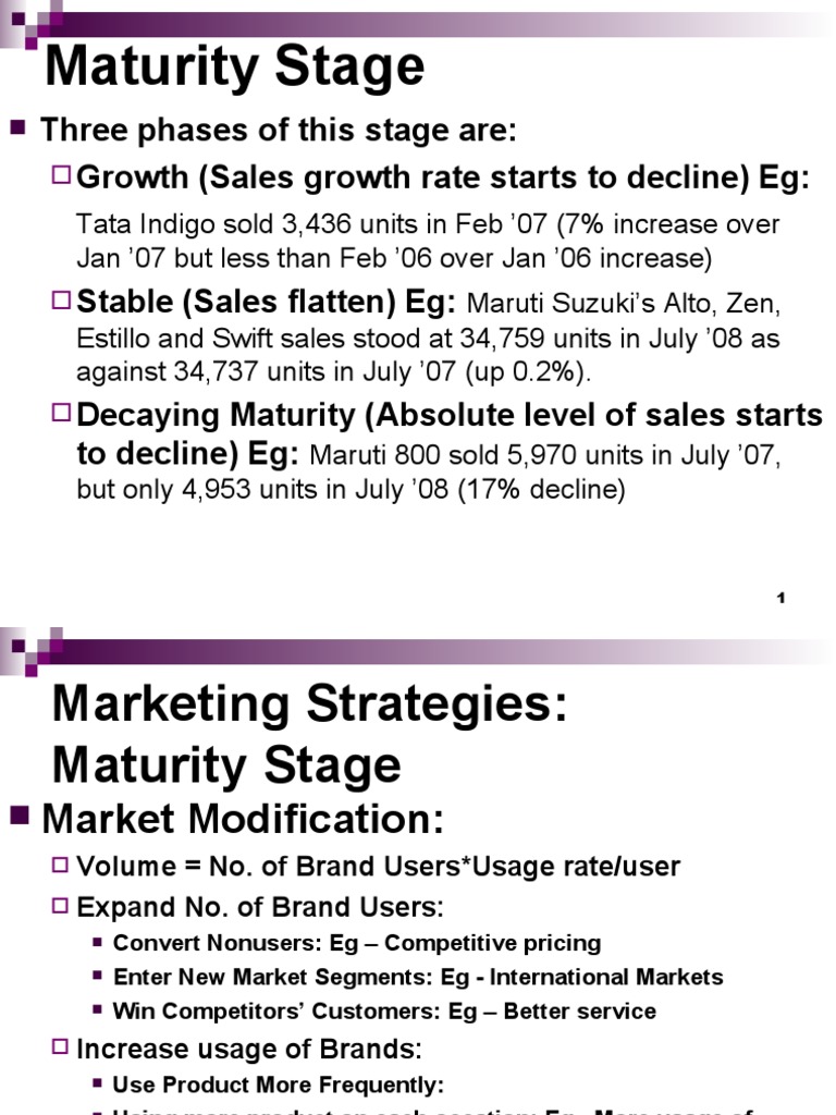 Maturity Stage in Product Life Cycle | PDF