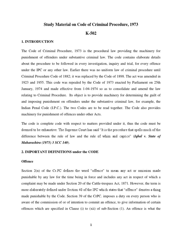 CrPC 1973: Key Definitions & Concepts | PDF | Magistrate | Prosecutor