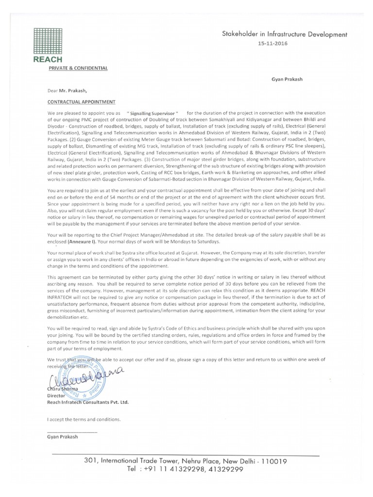Appointment Letter Reach | PDF
