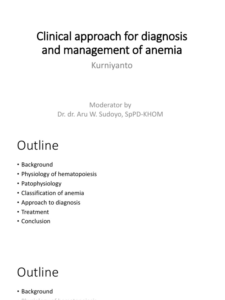 Clinical Approach For Diagnosis and Management of Anemia-1 | PDF ...