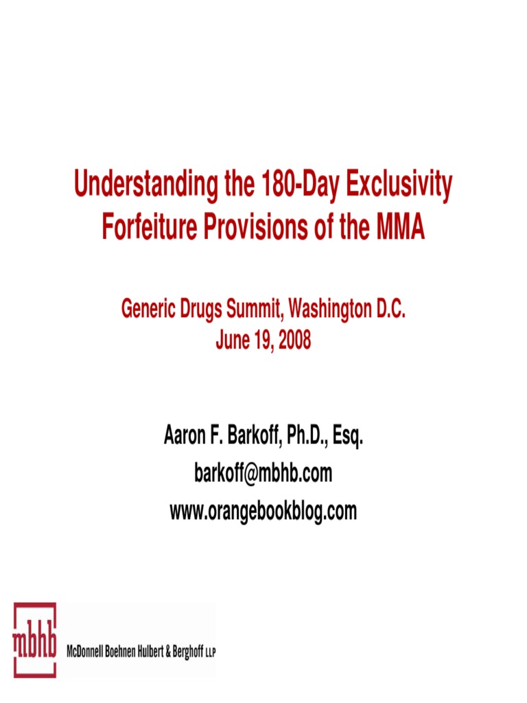 180-Day Exclusivity Forfeiture Insights | PDF | Food And Drug ...