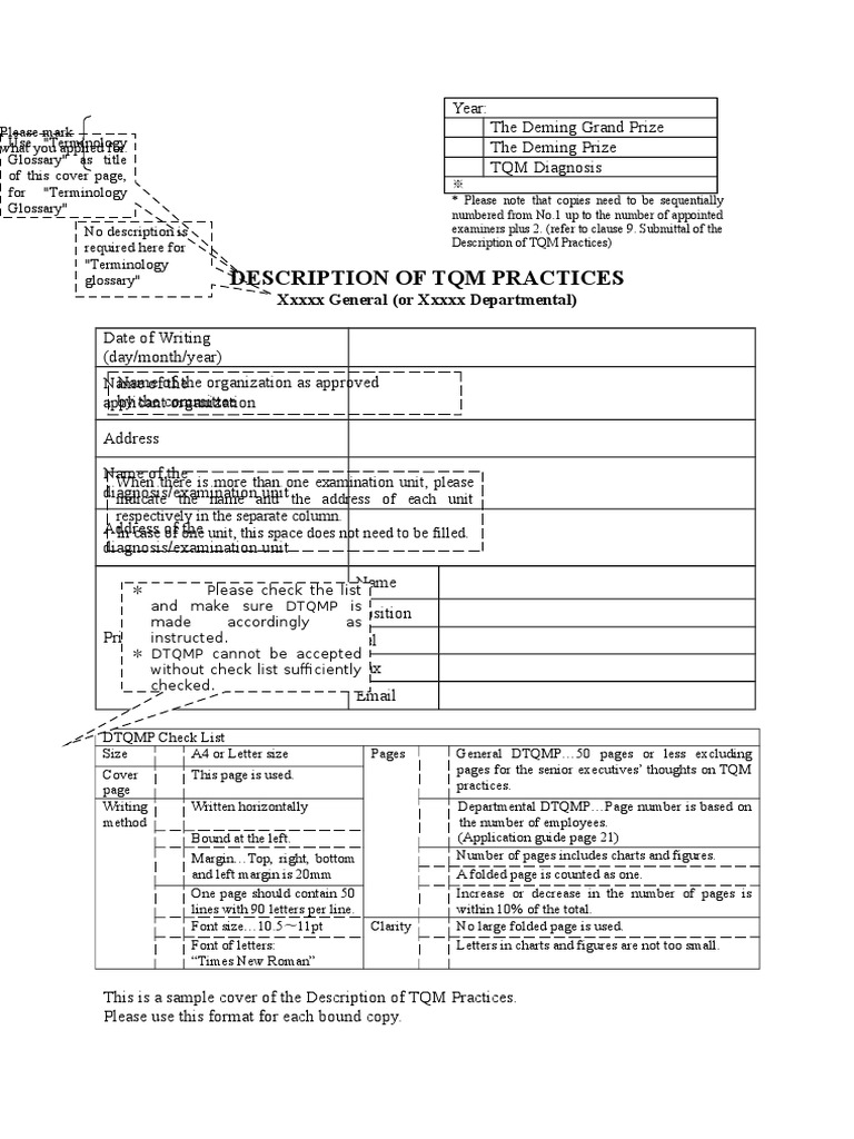 DP Front Page of Description of TQM Practices ENG2019 | PDF
