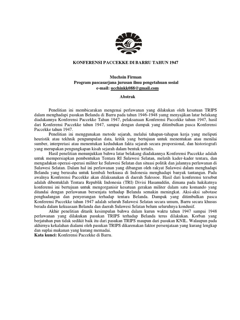 Jurnal Muchsin Konferensi Paccekke PDF | PDF | Politik