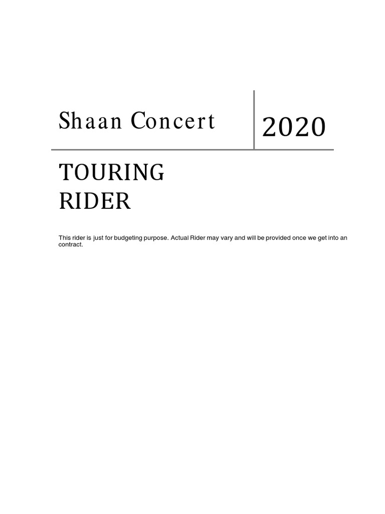 Tech Rider For Shaan | Download Free PDF | Drum Kit | Musical Instruments
