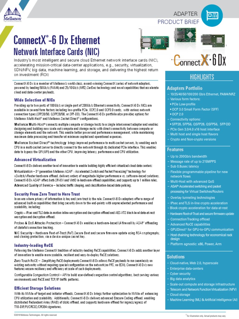 Connectx-6 DX Cards Product Brief | PDF | Network Interface Controller | Ethernet