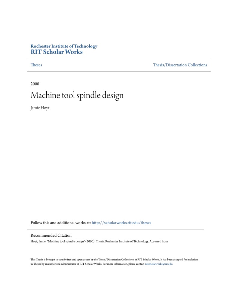 Machine Tool Spindle Design Analysis | PDF | Bending | Mathematical ...